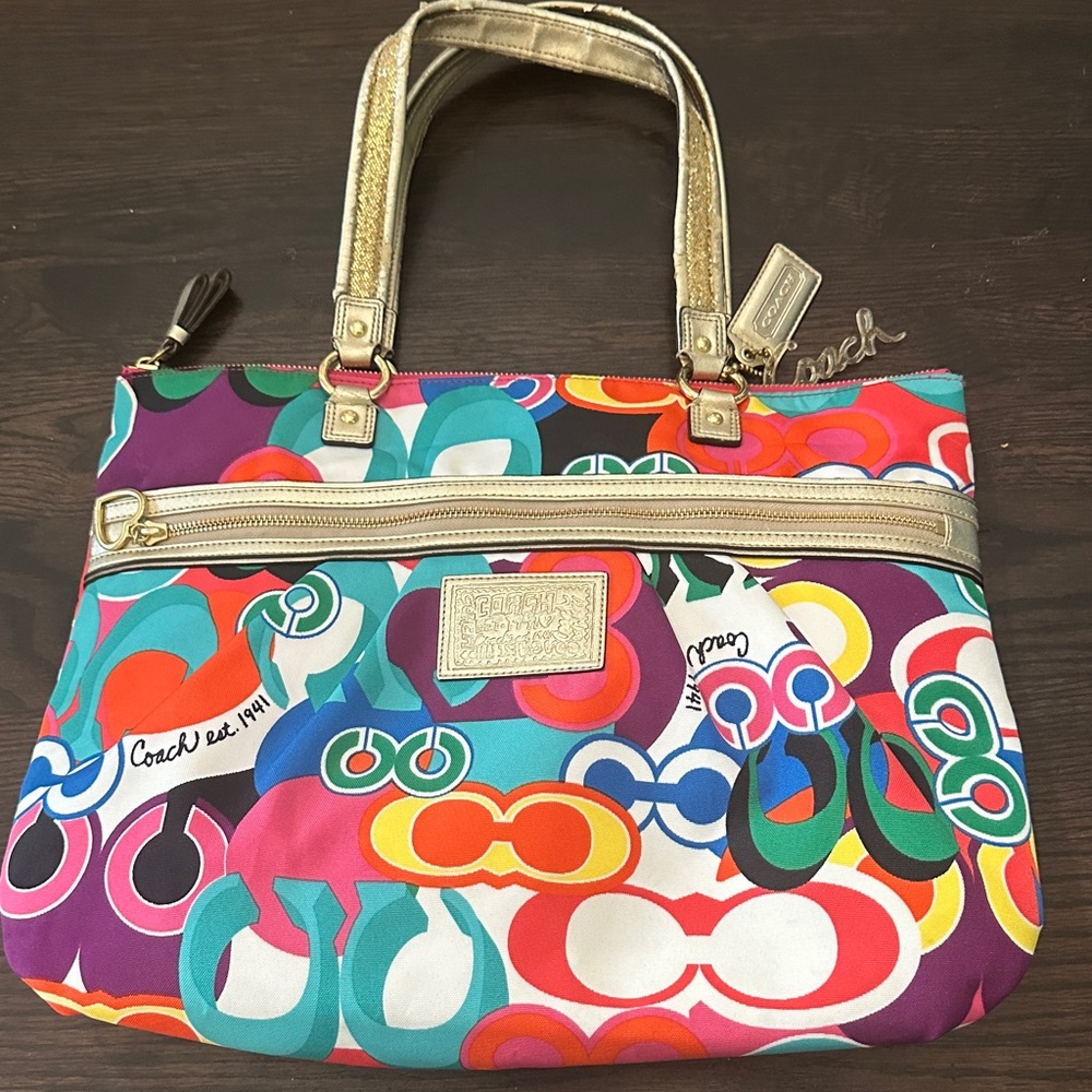Coach Poppy Graffiti Tote - Gem